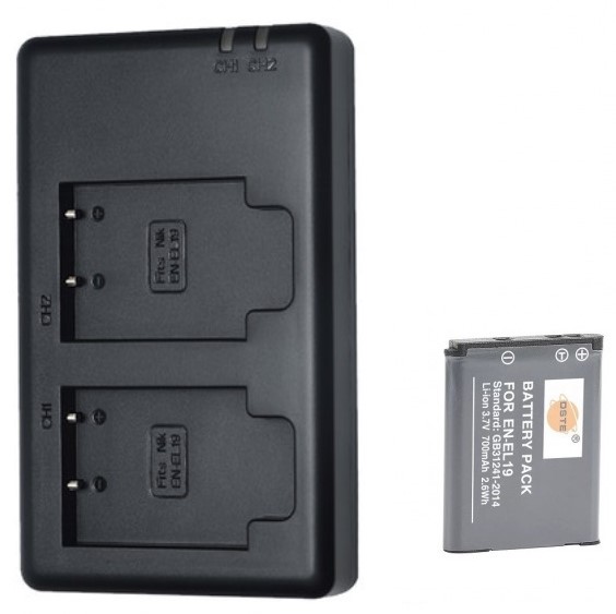 DSTE Nikon EN-EL19 / Sony NP-BJ1 Lithium-Ion Battery Pack With Dual USB Type-A Charger 電池連平放式雙充充 ...
