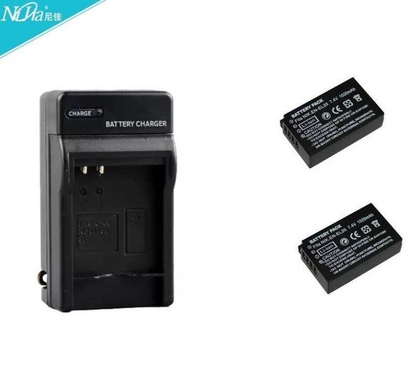 Nijia 2 Pcs EN-EL20 Lithium-Ion Batteries With AC Travel Charger 兩電池連充電 ...