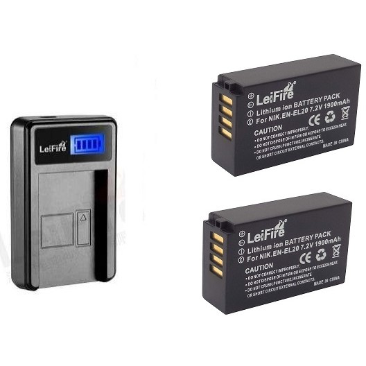 LEIFIRE 2 Pcs NIKON EN-EL20A / EL20 Lithium-Ion Batteries With LCD ...