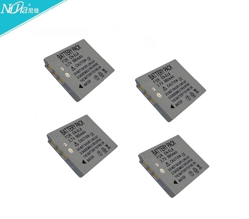 Nijia 4 PCS NIKON EN-EL8 Lithium-Ion Battery Pack 代用鋰電池 (3.7V, 980mAh ...