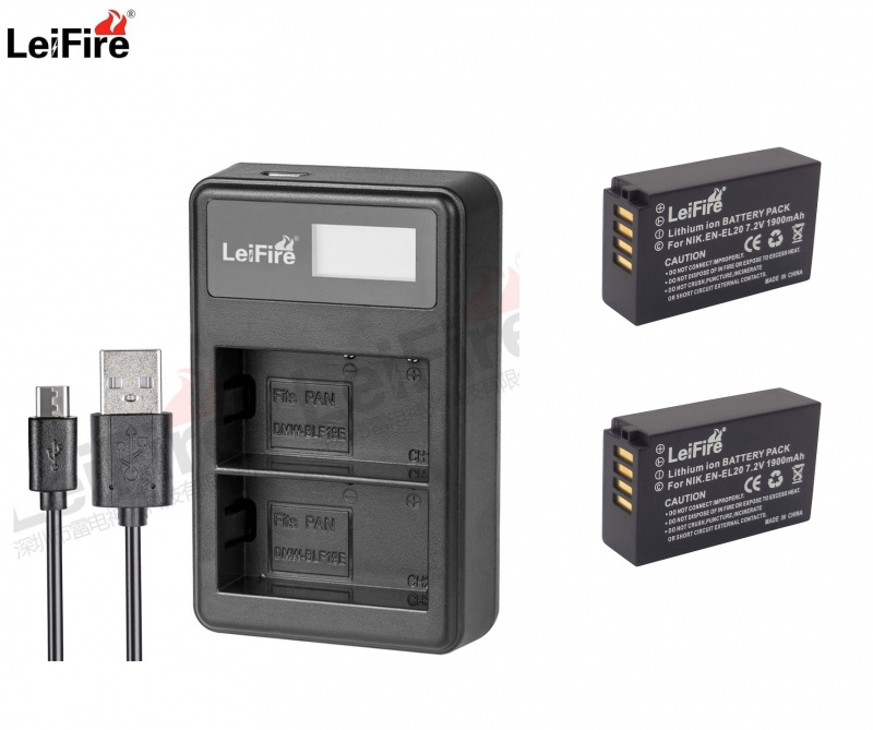 LEIFIRE 2 Pcs NIKON EN-EL20A / EL20 Lithium-Ion Batteries With LCD ...