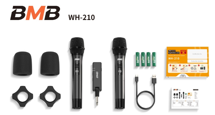 BMB 一拖二無線麥克風系統 WH-210 價錢、規格及用家意見 - 香港格價網 Price.com.hk