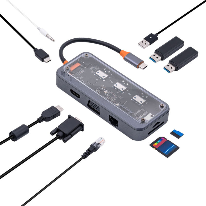 Mcbazel 10合1 USB-C Hub Type-C 多功能轉換器 擴充器 多端口集線器 (USB 3.0/PD3.0/HDMI/VGA/LAN/TF/SD讀咭器/3.5mm耳機頭 ...