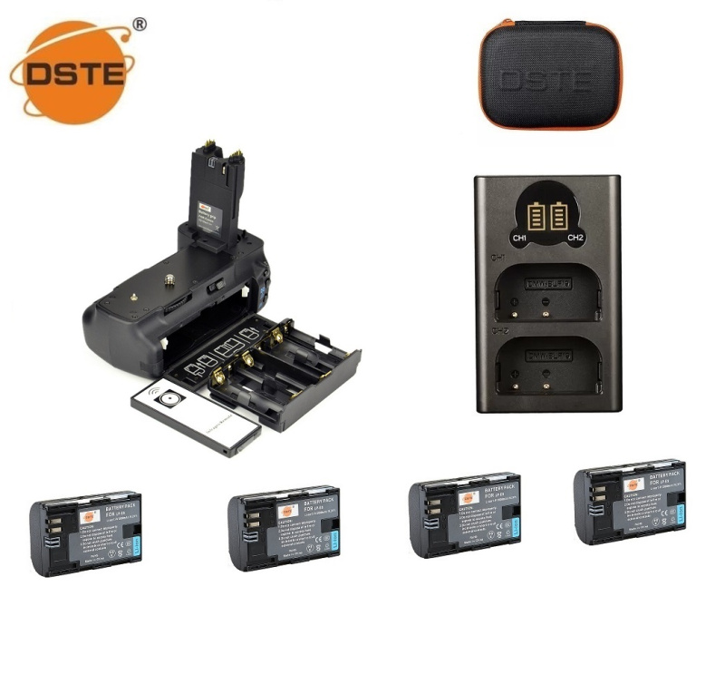 DSTE BG-E6H Battery Grip With 4 pcs LP-E6 Batteries, LCD Display USB ...