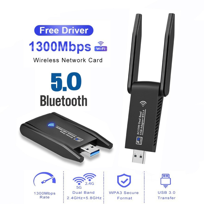 CyberTech AC1300 1300Mbps USB3.0 WiFi + Bluetooth 5.0 Adapter 雙頻 2.4G/5.8G 雙天線藍牙5.0接收器發射器 價錢、規格及 ...
