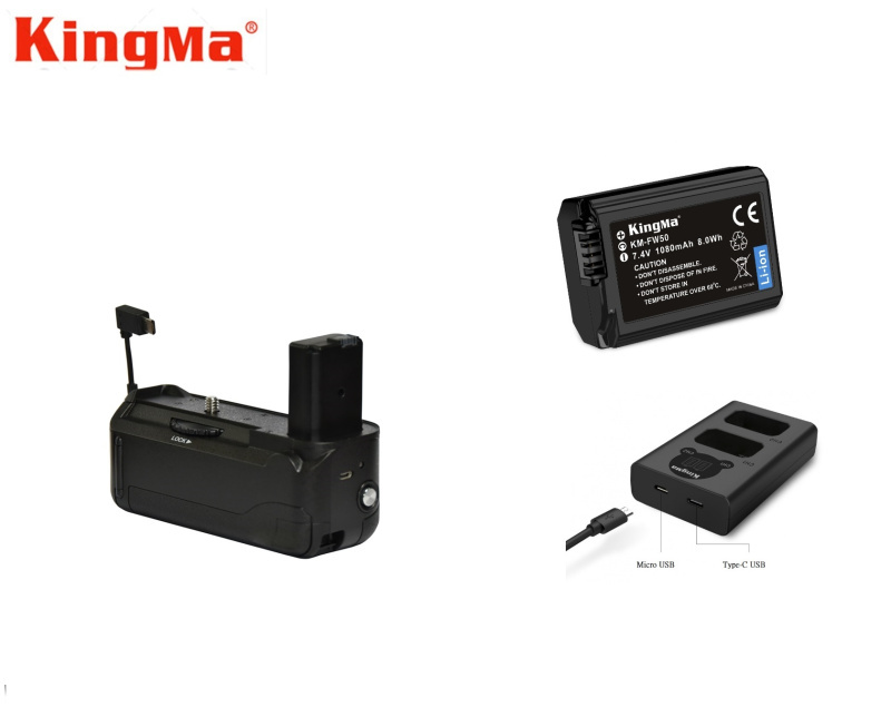KINGMA VG-6300 Battery Grip With 1 pcs NP-FW50 Battery and BM048 LCD ...