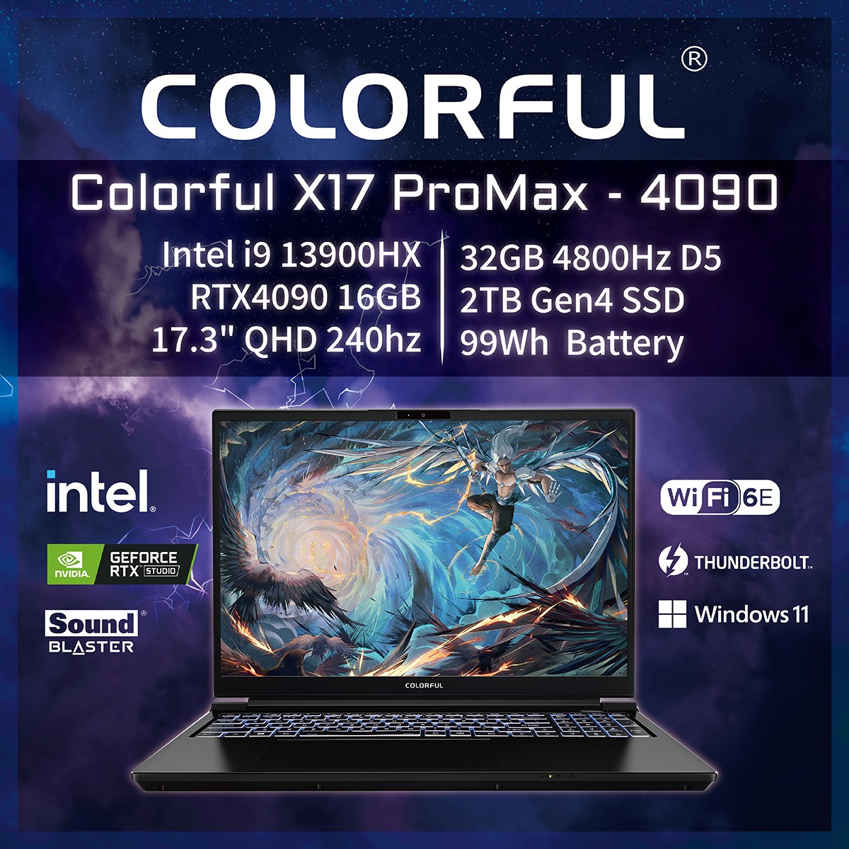 Colorful X17 Pro Max 17.3吋 (2023) (240Hz, i9-13900HX, 32GB+2TB SSD ...