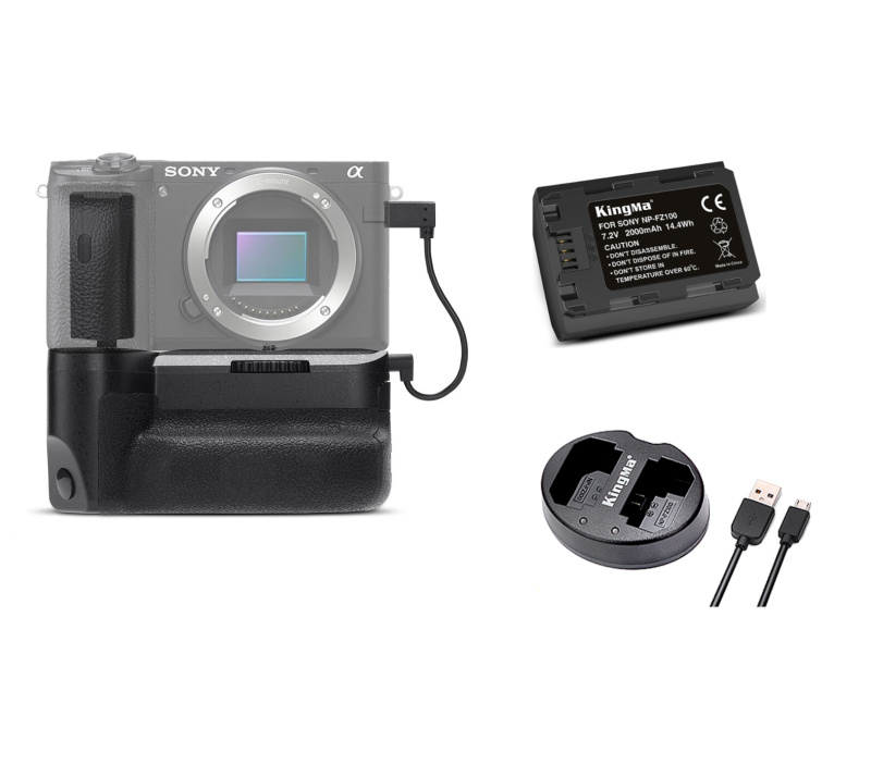 KINGMA VG-A6600 Battery Grip With 1 pcs NP-FZ100 Battery and USB Dual ...