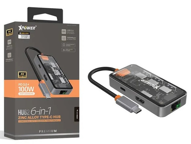 XPower 6合1 100W PD 鋅合金 Type-C Hub HU62 價錢、規格及用家意見 - 香港格價網 Price.com.hk