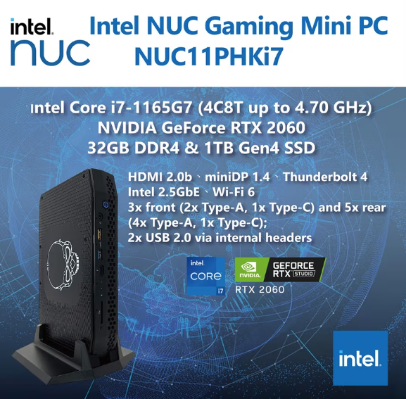 Intel NUC 11 Enthusiast Kit (i7-1165G7, 32GB+1TB SSD) 迷你電腦 NUC11PHKi7 ...