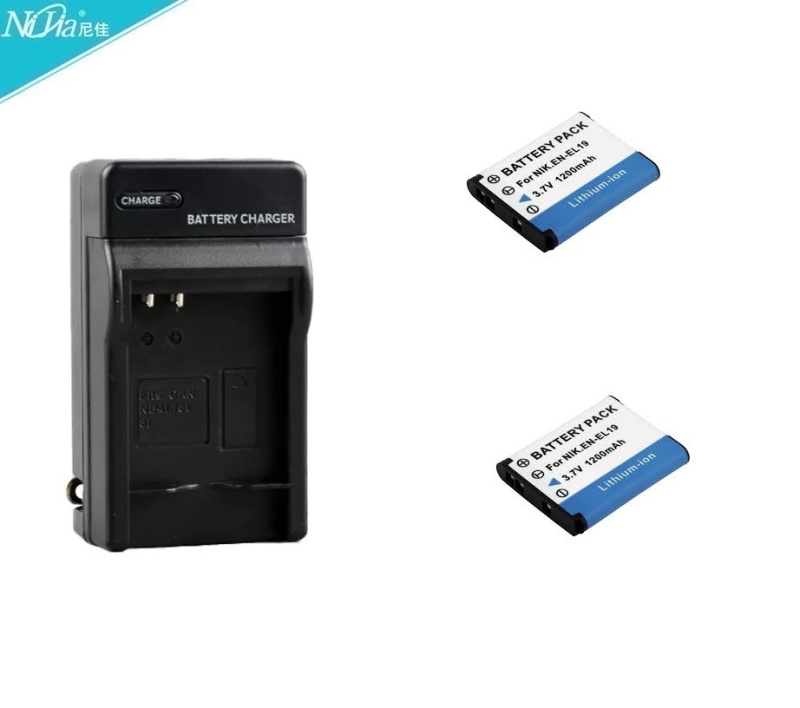 NIJIA 2 PCS Nikon EN-EL19 / Sony NP-BJ1 Lithium-Ion Battery Pack Batteries WithTravel AC Charger ...