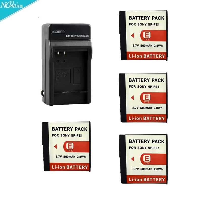 Nijia 4 PCS NP-FE1 Lithium-Ion Batteries With AC Travel Charger 四電池連充電機 ...