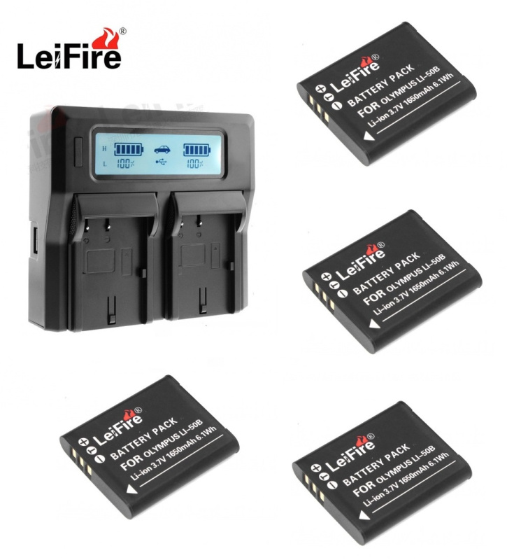 LEIFIRE 4 PCS Olympus Li-50B / Pentax D-Li92 / Ricoh DB-100 / Casio NP-150 / Kodak LB-050 ...