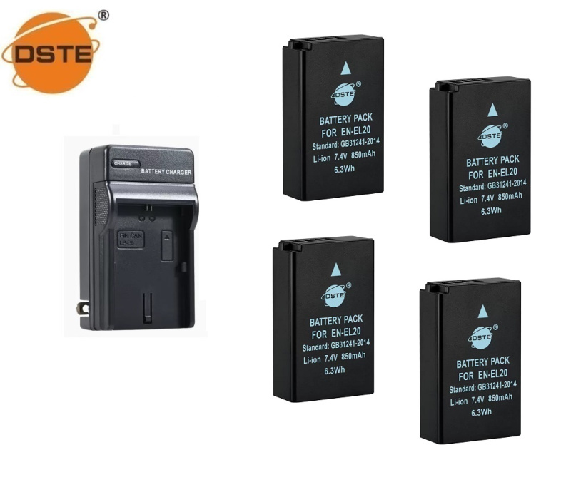 DSTE 4 Pcs EN-EL20 Lithium-Ion Batteries With AC Travel Charger 四電池連充電機 ...