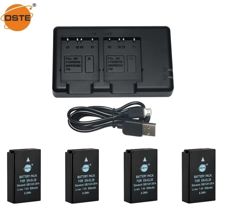 DSTE 4 Pcs EN-EL20 Lithium-Ion Batteries With USB Type-A Charger 四電池連平放 ...
