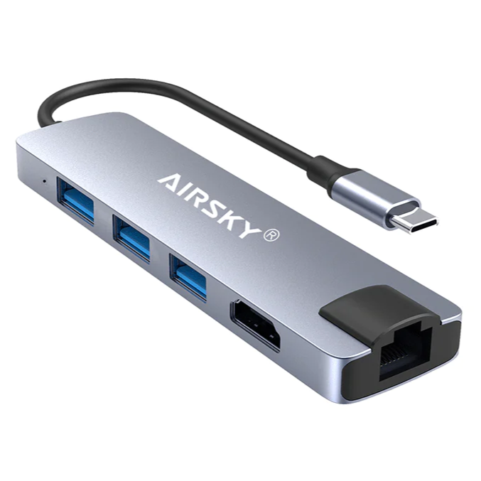 AIRSKY 5 in 1 Type-C to USB 3.0 HDMI RJ45 5合1 USB Hub 集線器 HC-13M 價錢、規格及用家意見 - 香港格價網 Price.com.hk