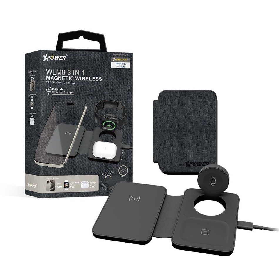 XPower 3 in 1 Magnetic Wireless Travel Charging Pad 3合1 多功能咭片型無線充電器 ...