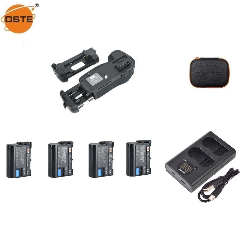 DSTE MB-D14 Battery Grip With 4 Pcs EN-EL15 Batteries, LCD Display USB ...