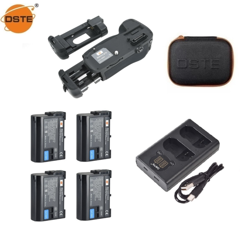 DSTE MB-D17 Battery Grip With 4 pcs EN-EL15 Batteries, LCD Display USB ...