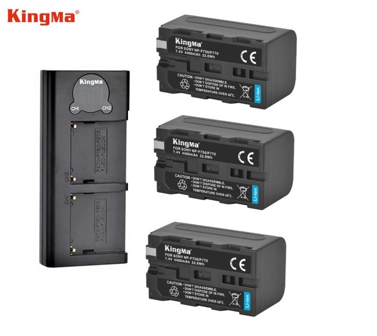 KINGMA 3 Pcs NP-F730 / NP-F750 / NP-F770 L-Series Info-Lithium ...