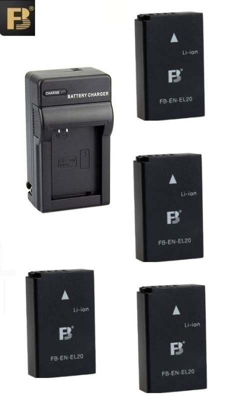 FB 灃標 4 Pcs Nikon EN-EL20 / EN-EL20A Info-Lithium Batteries With AC ...