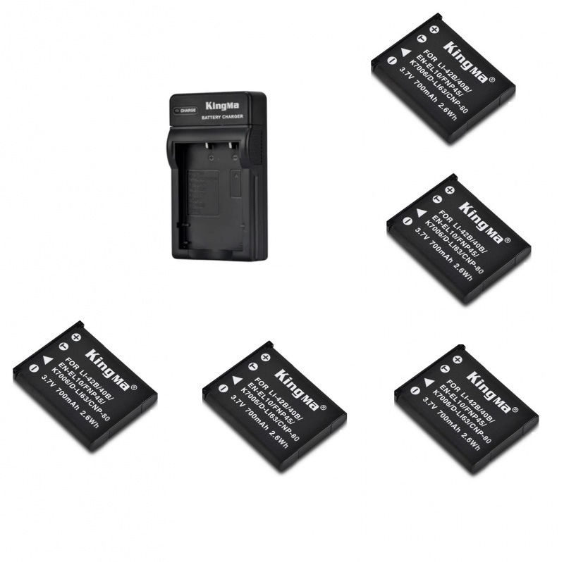 KINGMA 5 Pcs Olympus LI-42B / Nikon EN-EL10 Lithium-Ion Batteries With USB Type-A Charger 五電連充電機 ...