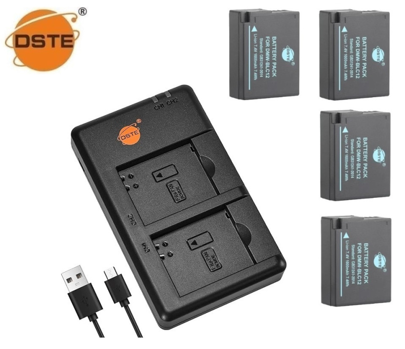 DSTE 4 Pcs Panasonic DMW-BLC12 / Leica BP-DC12 / Sigma BP-51 Fully Decoded Lithium-Ion Batteries ...