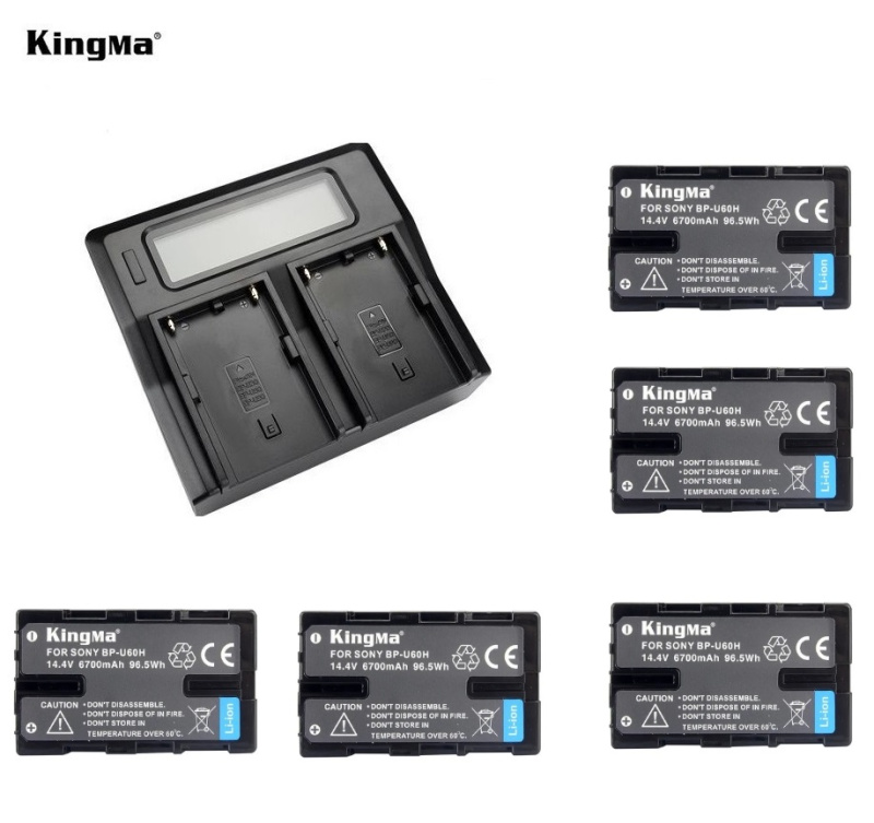 KINGMA 5 Pcs Sony BP-U60H Lithium-Ion Battery Pack With Dual LCD ...