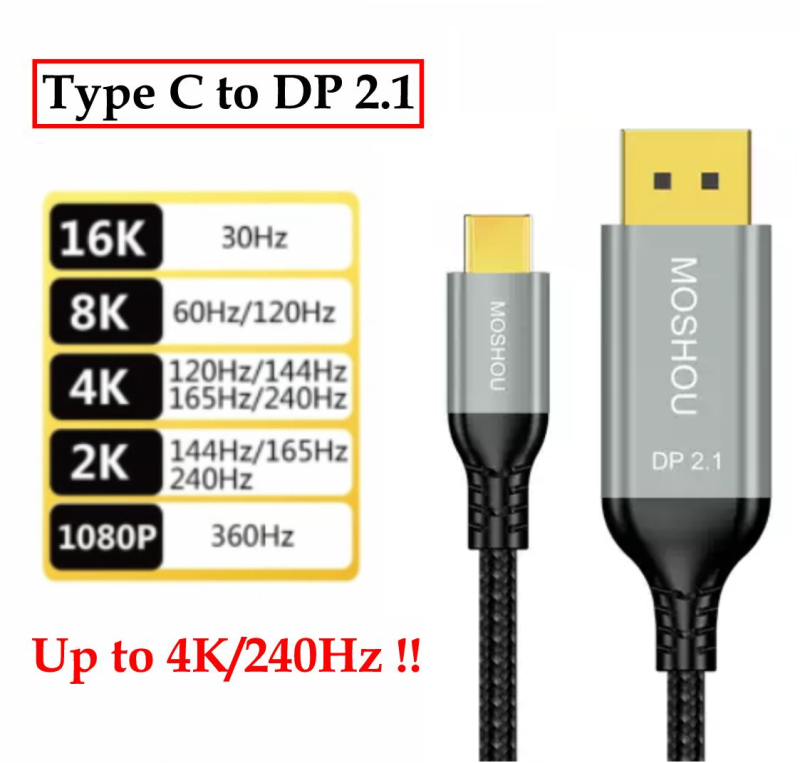 Moshou Type C to DisplayPort 2.1 轉接線 2m C-019 價錢、規格及用家意見 - 香港格價網 Price ...