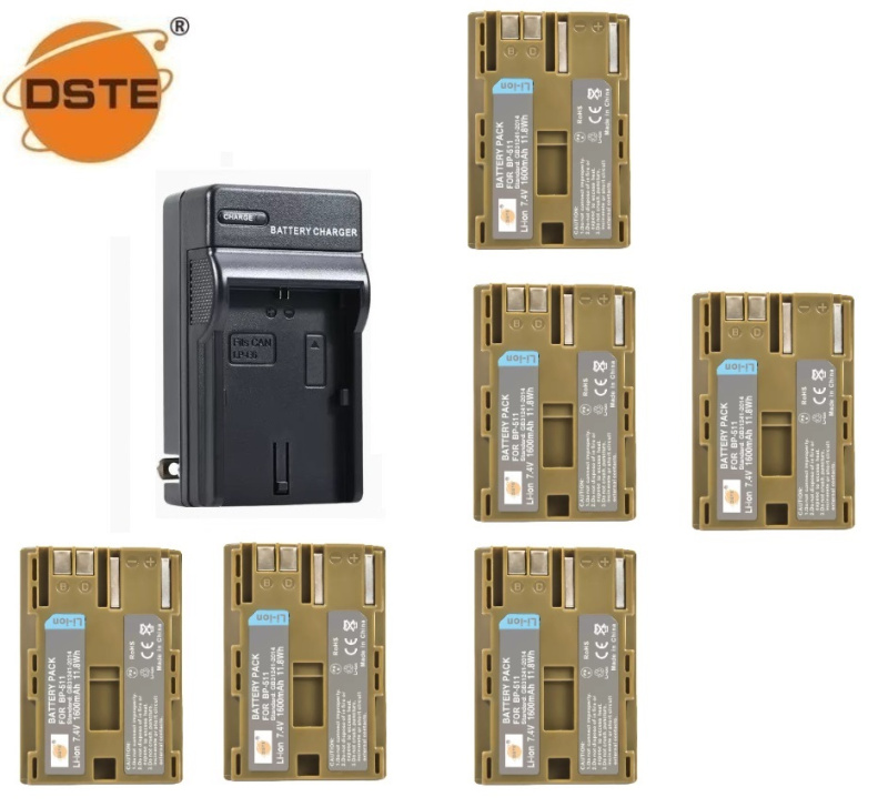 DSTE 6 PCS CANON BP-511 / BP-511A Fully Decoded Lithium-Ion Batteries ...