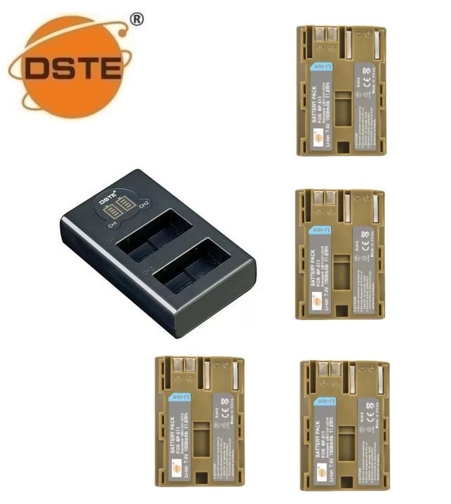 DSTE 4 Pcs CANON BP-511 / BP-511A Fully Decoded Lithium-Ion Batteries ...