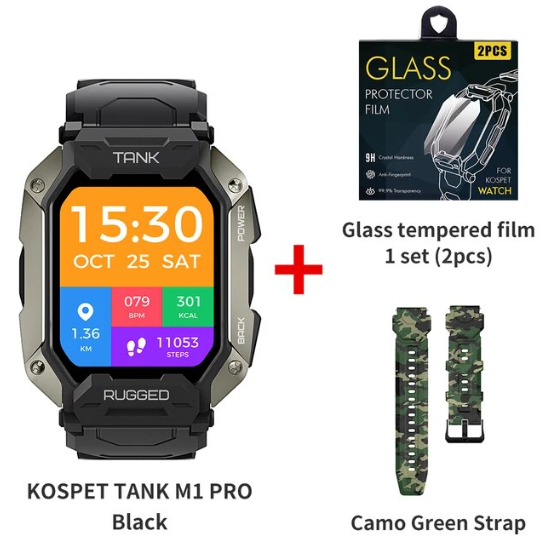KOSPET Tank M1 Pro Military Grade SmartWatch with Health Monitors 具有健康 ...