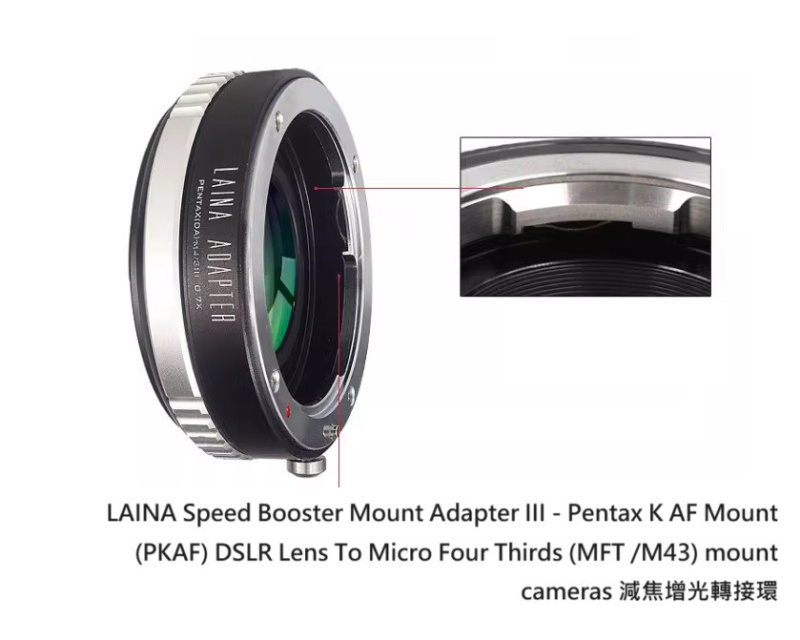 LAINA Speed Booster Mount Adapter III - Pentax K AF Mount (PKAF) DSLR ...