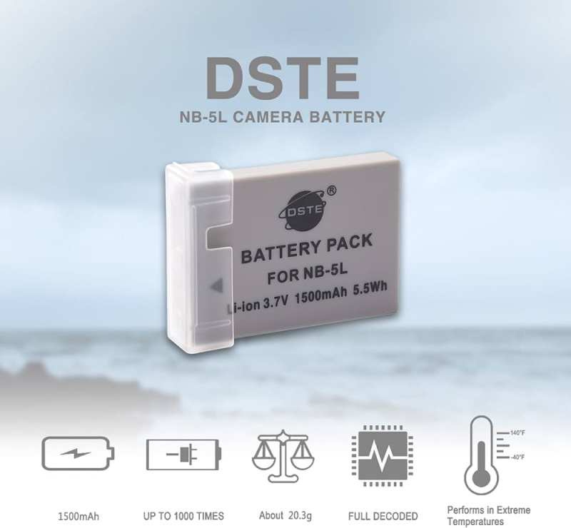 DSTE 5 Pcs Canon NB-5L Lithium-Ion Batteries 代用鋰電池 (3.7V, 1500mAh) 詳細規格 ...