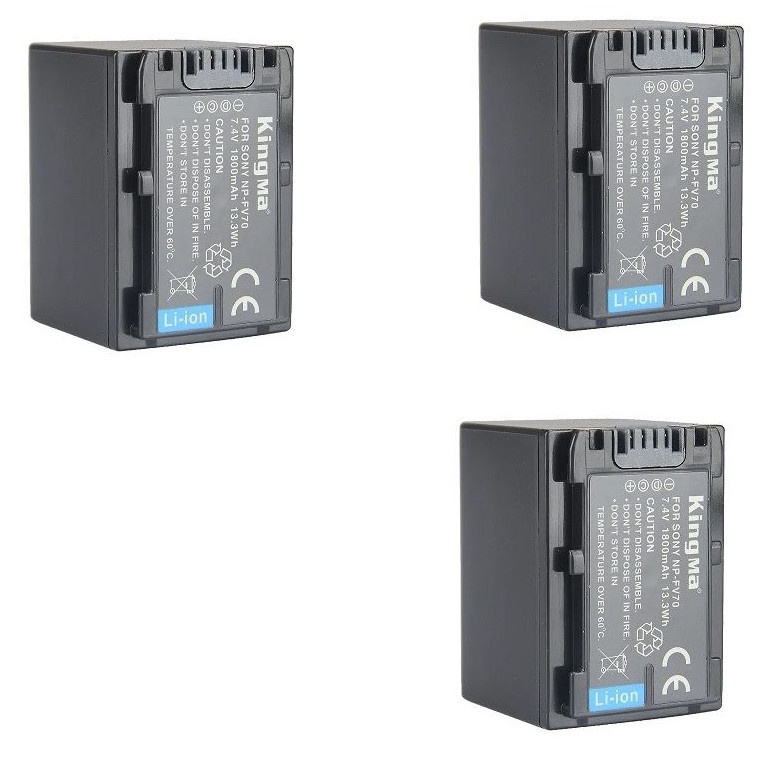 KINGMA 3 PCS Sony NP-FV70 V-Series Fully Decoded Lithium-Ion Battery ...