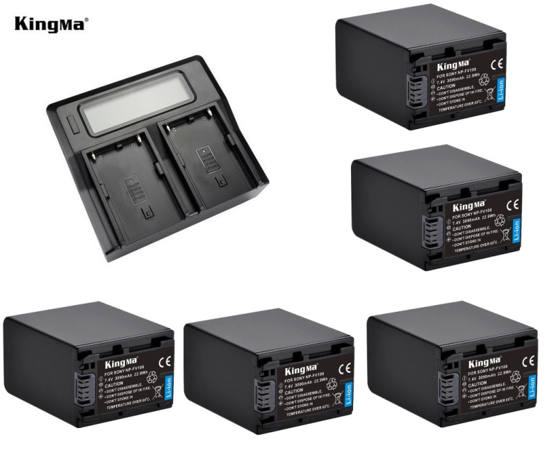 KINGMA 5 PCS Sony NP-FV100 V-Series Fully Decoded Lithium-Ion Batteries ...