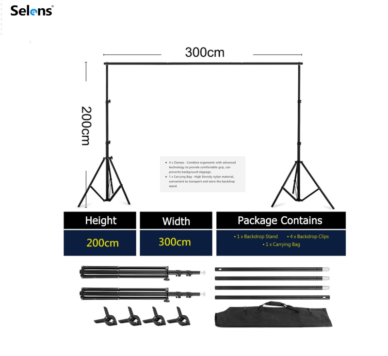 Selens 2m(H) X 3m(W) Studio Support Stand Kit 攝影龍門架 價錢、規格及用家意見 - 香港格價網 ...