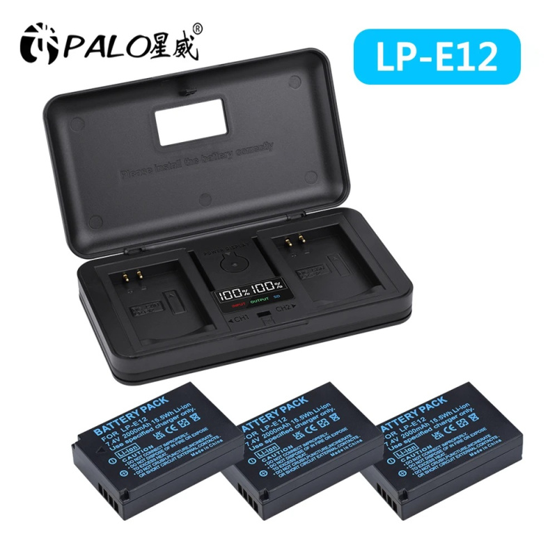 PALO 3 PCS CANON LP-E12 Lithium-Ion Batteries With Dual USB Type-C + Type-A Charger 三電池連雙充電機 ...