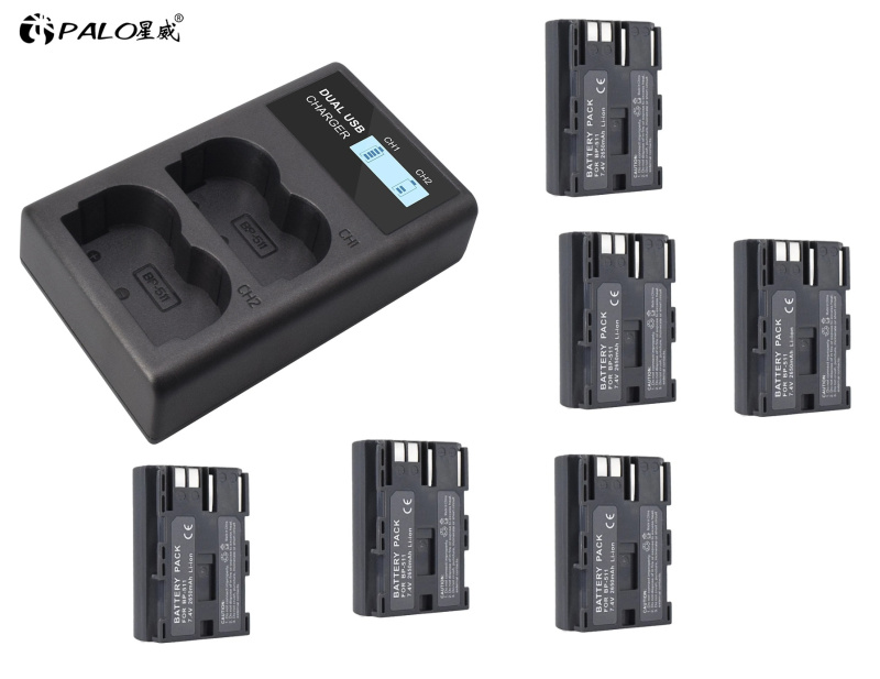 PALO 6 Pcs Canon BP-511 / BP-511A Fully Decoded Lithium-Ion Batteries ...