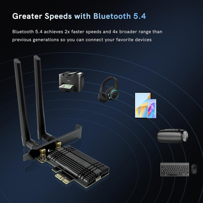 CyberTech Wifi 7 2.4G/5.8G/6G + BT 5.4 PCIE Gaming Adapter BE200 無線網路 ...