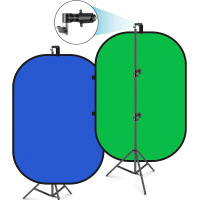 Neewer 1.5 x 2m 2-in-1 Collapsible Backdrop (Blue&Green) With 2.6m(H ...