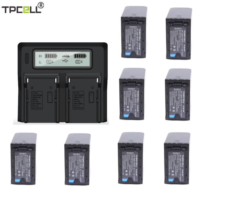TOPCELL 8 Pcs Panasonic VW-VBD98 Lithium-Ion Batteries With 2-Channel AC Charger 八電池連三腳充電機 (7.2V ...