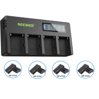 Neewer 4 Pcs NP-F550 Lithium-Ion Batteries With 4-Bay AC Charger 四電池連顯 ...