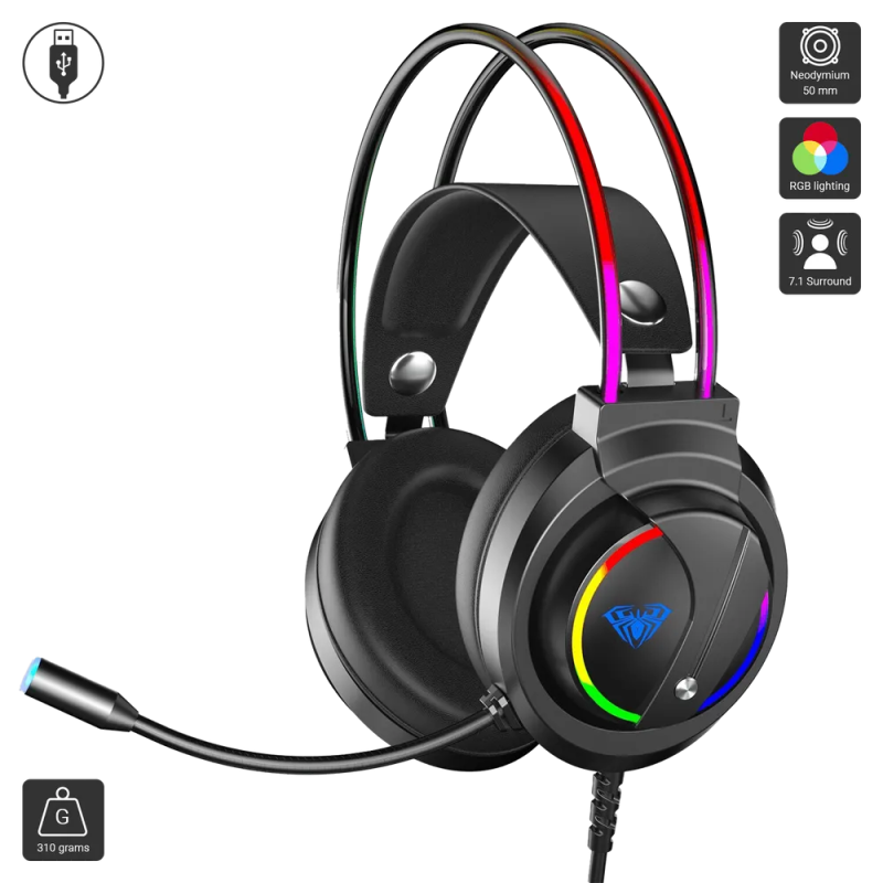 AULA Wired Gaming Headset 電競頭戴式帶咪耳機 S501 價錢、規格及用家意見 - 香港格價網 Price.com.hk