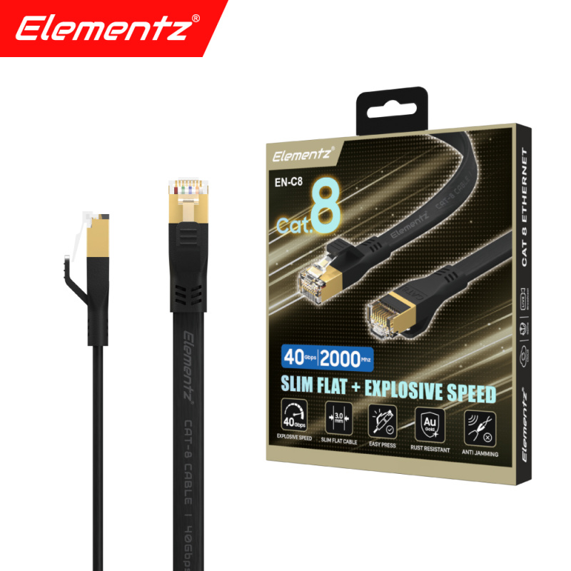 Elementz CAT 8 Flat 40Gbps Ethernet Cable 扁身高速網絡線 (1m) EN-C8 價錢、規格及用家意見 ...