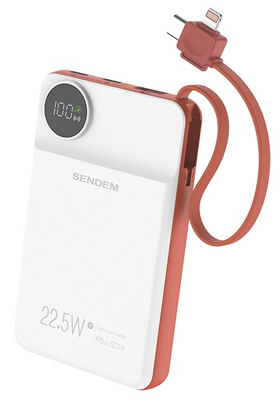 Sendem 22.5W 內置二合一 Lightning 及 USB-C 充電線磁吸快充行動電源 10000mAh PH38 價錢、規格及用家 ...
