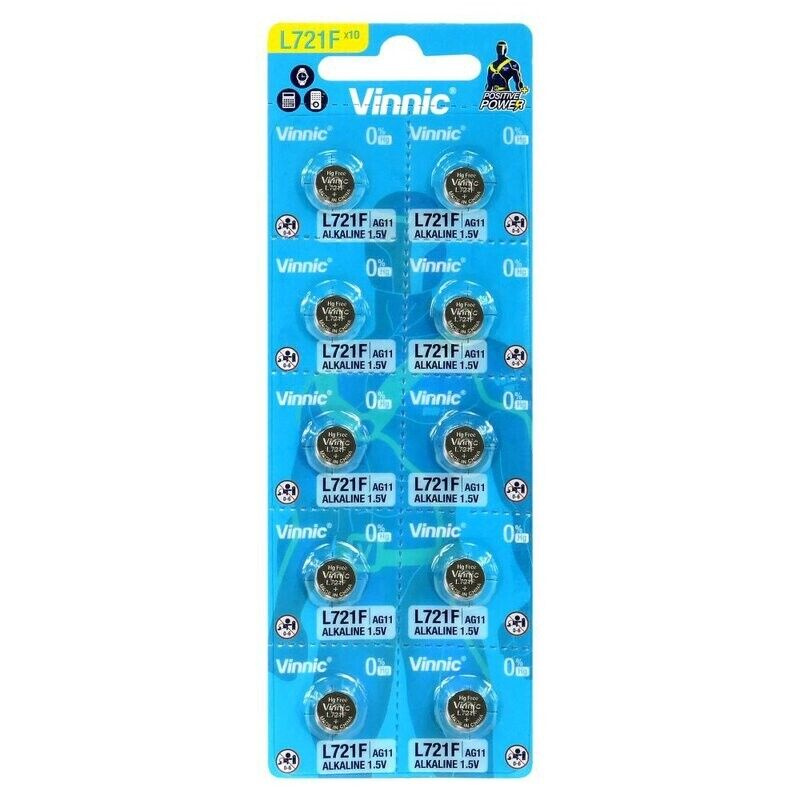 Vinnic 鈕型鹼性無汞電池 (1.5V) - 10粒裝 AG11 / L721F 價錢、規格及用家意見 - 香港格價網 Price.com.hk