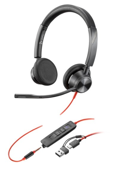 Poly Blackwire 3325 Stereo USB-C Headset+3.5mm Plug+USB-C/A Adapter 頭戴式 ...