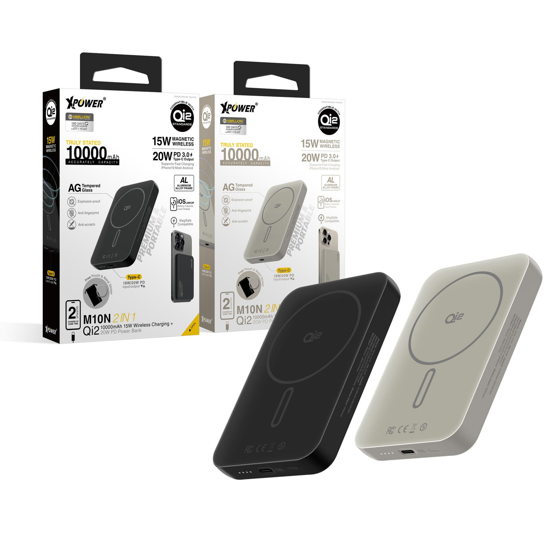 XPower 2合1 Qi 2鋁合金 15W 無線快充 + 20W PD移動電源 10000mAh M10N 價錢、規格及用家意見 - 香港格價網 Price.com.hk