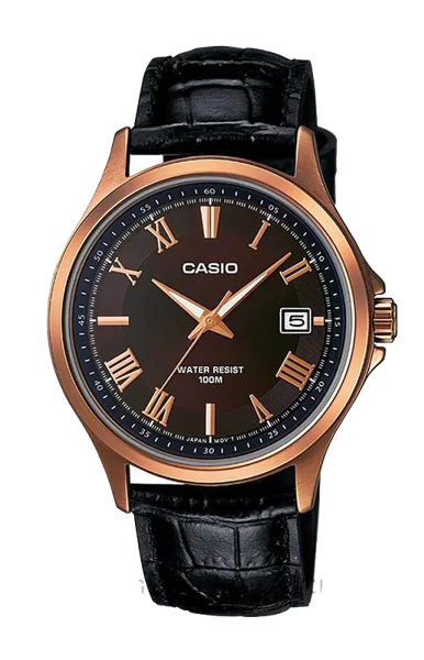 Casio 41mm 棕色錶盤玫瑰金色不鏽鋼皮帶男士石英手錶 MTP-1383RL-5A 價錢、規格及用家意見 - 香港格價網 Price ...